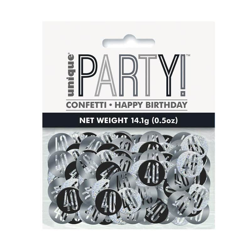 40th Birthday Black & Silver Confetti – 14.1g – Party World