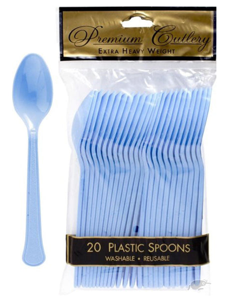 Light Blue Heavy Weight Plastic Spoons-20pcs – Party World